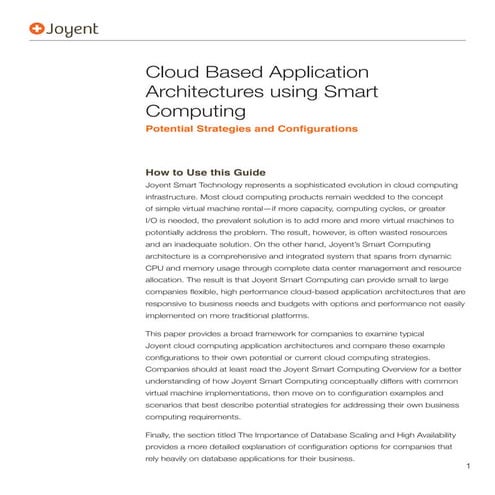 Joyent Cloud App Architectures | PDF