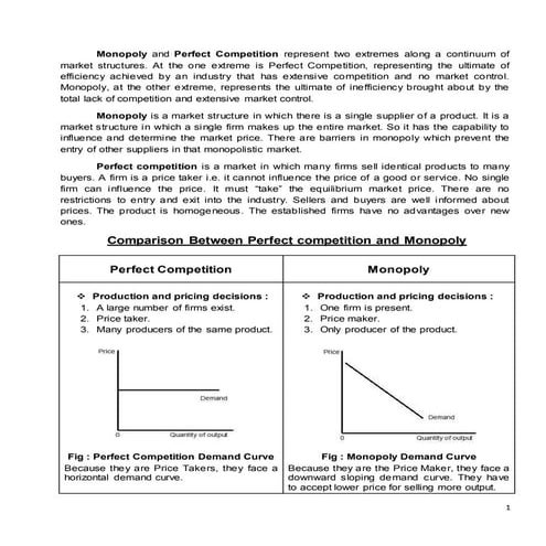 Monopoly and Perfect Competition | DOCX