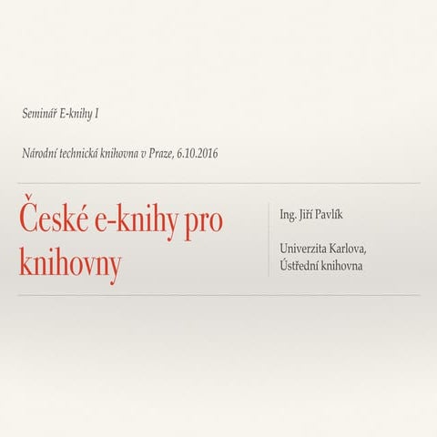 České e-knihy pro knihovny | PPT