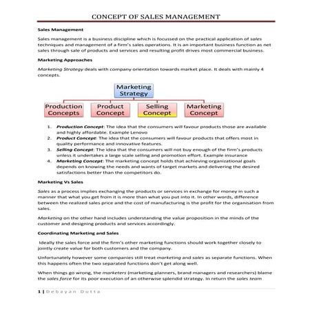 Concepts of sales management | PDF