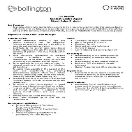 Contact Centre Agent - Direct Sales | PDF