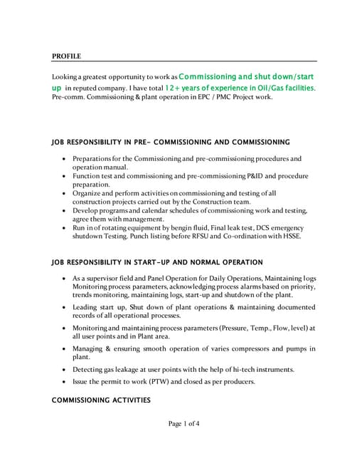 Commissioning Supervisor New | DOC