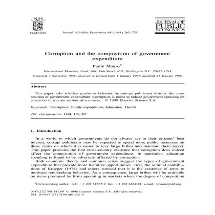 Jp ec98 mauro-corruption-and_the_composition_of_government_expenditure ...
