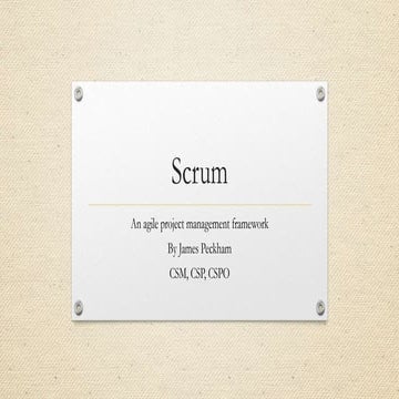 Scrum framework-- Beginner to intermediate level | PPTX