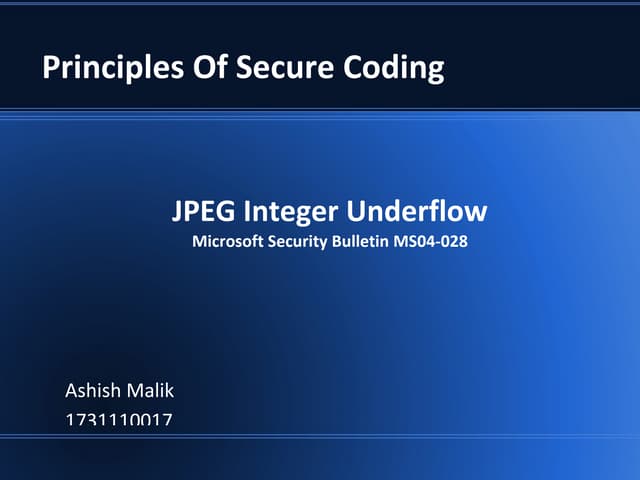Microsoft GDI+ JPEG Integer Underflow Vulnerability | PPT Microsoft GDI+ JPEG Integer Underflow Vulnerability | PPT