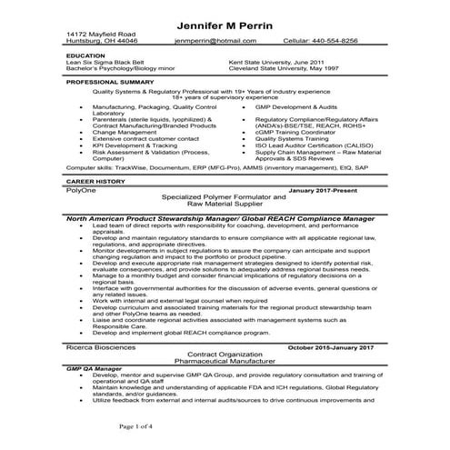 J. Perrin Experienced Manager | PDF