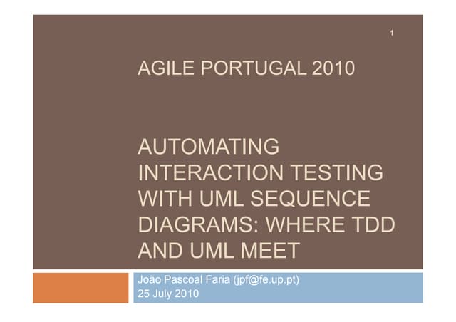 Automating Interaction Testing With Uml Sequence Diagrams Where Tdd 2663
