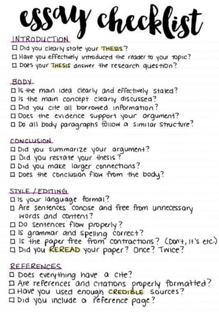 Essay Checklist essay-checklist