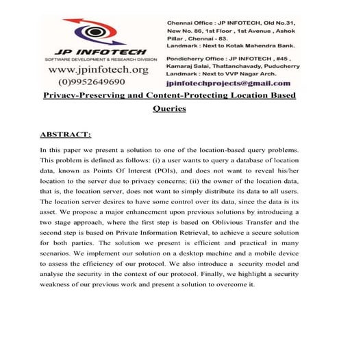 Jpj1424 Privacy Preserving And Content Protecting Location Based