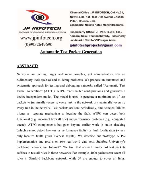 Automatic test packet generation in network | PDF