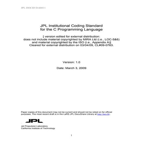Jpl Coding Standardc Pdf Programming Languages Computing 2117