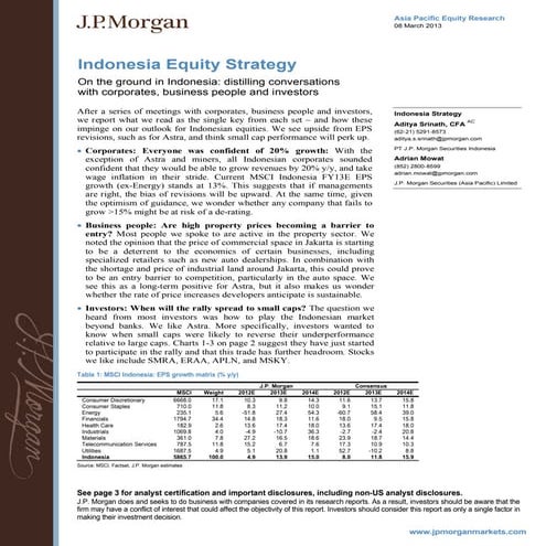 JP Morgan - Indonesia Equity Strategy - Mar 08, 2013 | PDF