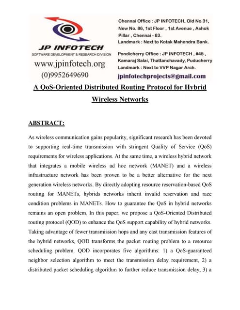 Jpn1401 A Qos Oriented Distributed Routing Protocol For Hybrid Wireless Networks Pdf