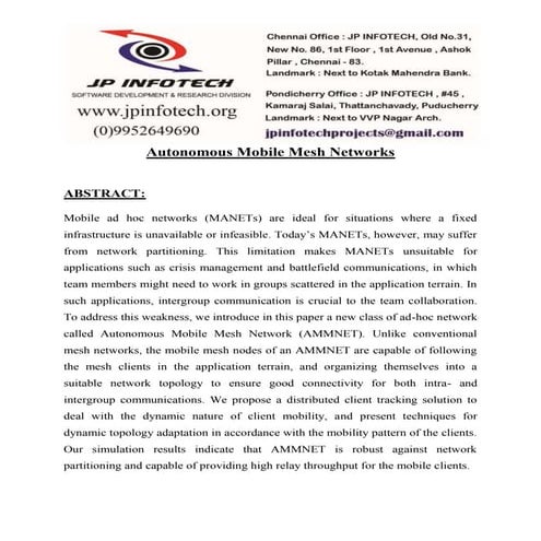 JPN1403 Autonomous Mobile Mesh Networks | DOCX