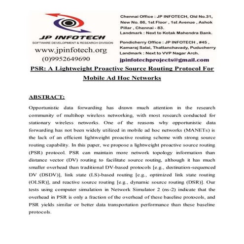 Jpn1418 Psr A Lightweight Proactive Source Routing Protocol For Mobile 6319