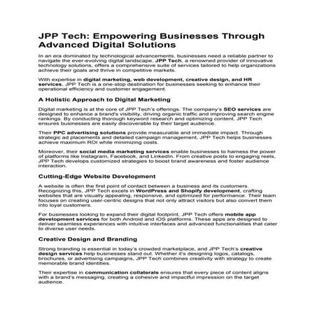 JPP Tech: Empowering Businesses Through Advanced Digital Solutions | DOCX