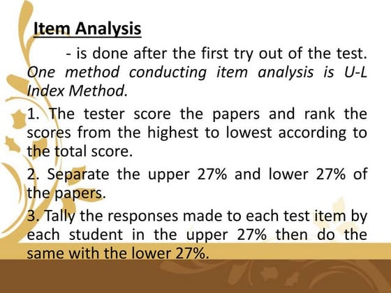 Lt analysis of item test distinguishing character | PPT