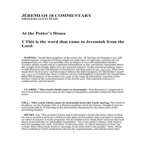 JEREMIAH 18 COMMENTARY | PDF