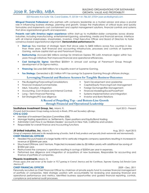 CFO real estate construction resume | PDF