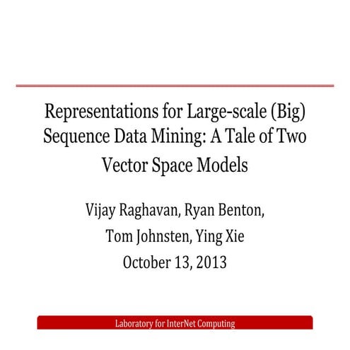 Representations for large-scale (Big) Sequence Data Mining | PDF