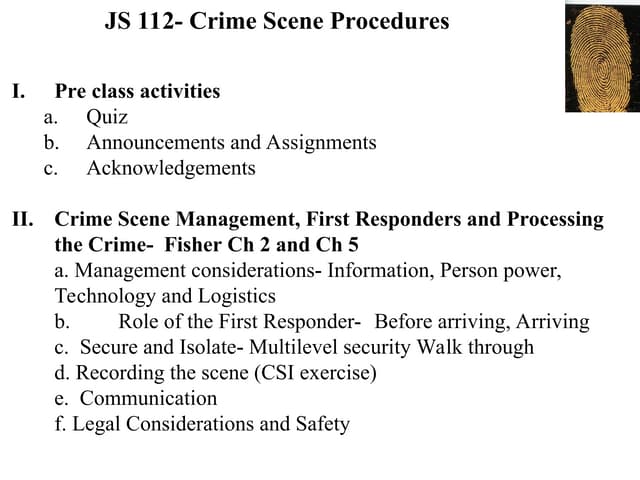 Crime Scene Management: First Responding Officer | PPTX