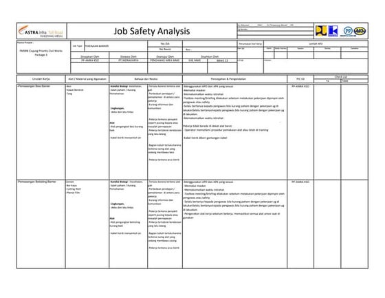 JSA jsa working at height , job safety analisis | PDF