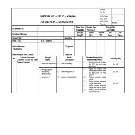jsa repair tank.pdf sebelum melakukan pekerjaan | PDF
