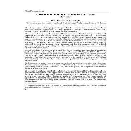 Construction Planning of an Offshore Petroleum Platform | PDF