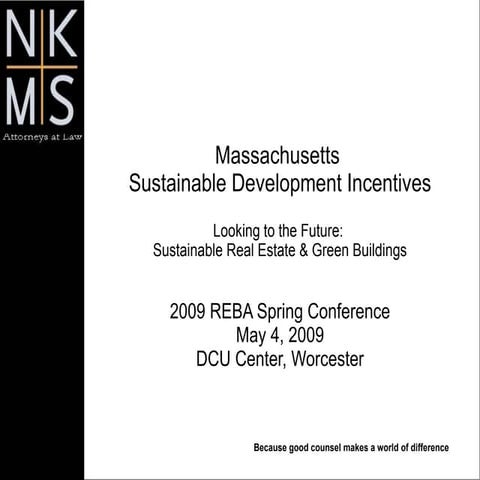 Massachusetts Sustainable Development Incentives | PPT