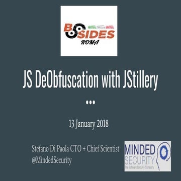 Js deobfuscation with JStillery - bsides-roma 2018 | PDF | Web Development | Internet