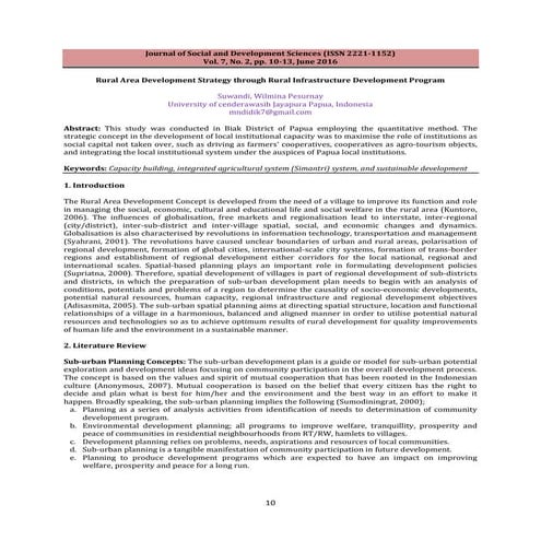 Rural Area Development Strategy through Rural Infrastructure ...