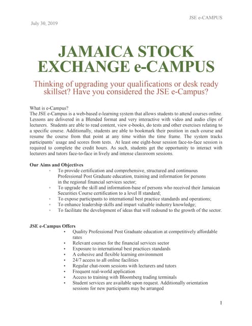 JSE e-Campus Programs | PDF