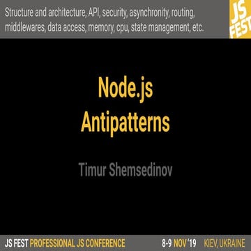 Js Fest 2019 Nodejs Antipatterns Ppt