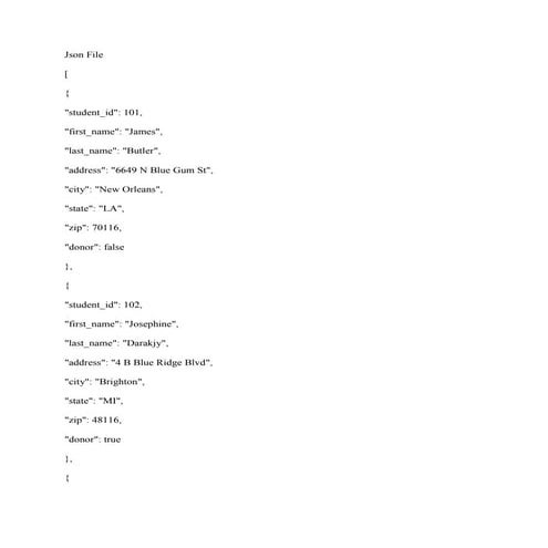 Json File - { -student_id-- 101- -first_name-- -James--.docx