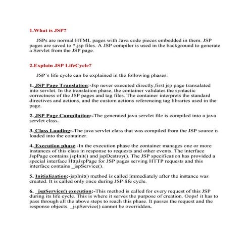 Jsp lifecycle | PPTX