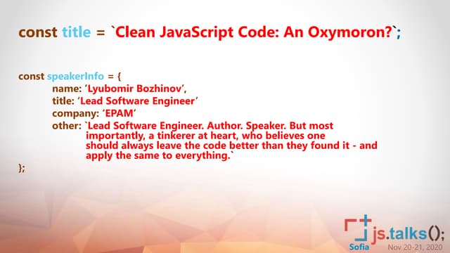 Clean JavaScript Code: An Oxymoron? | PPT Clean JavaScript Code: An Oxymoron? | PPT
