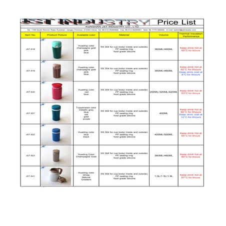 Jst produt catalogue of thermos cup | PDF