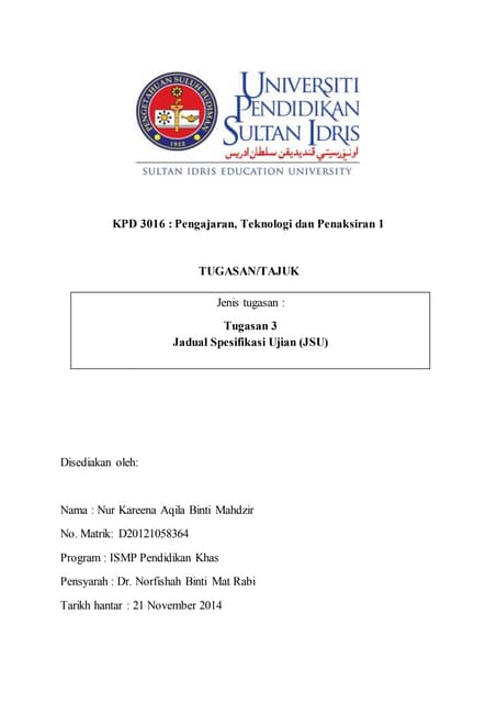 Jadual spesifikasi kandungan (JSK) | DOCX