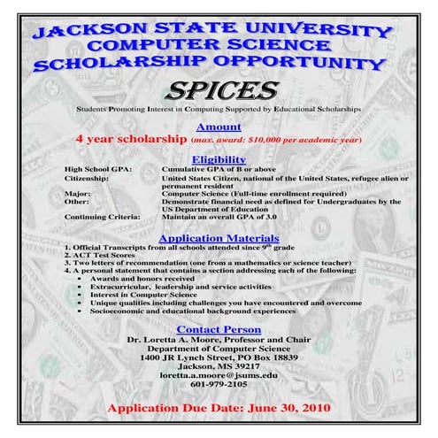Computer Science Scholarships at Jackson State University | PDF