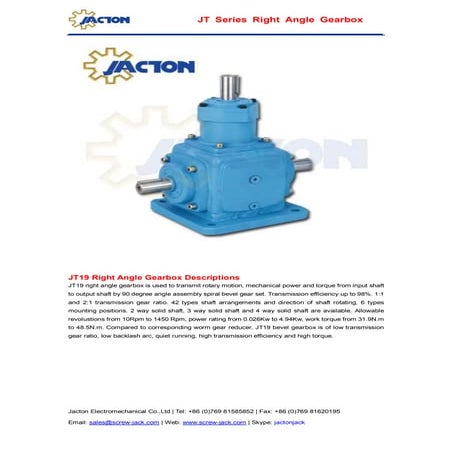Jt19 1 to 1 ratio right angle gearbox,vertical power in horizontal ...