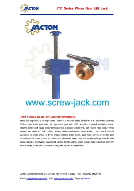 Jtc25 worm gear screw lifter,2.5 ton worm and screw gear lift,2.5 ...