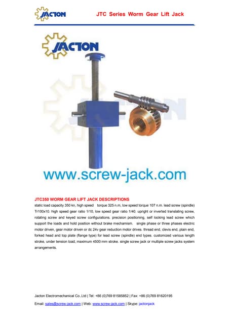 Jtc10 worm gear screw lifter,1t self locking worm gear jack,1 ton worm ...