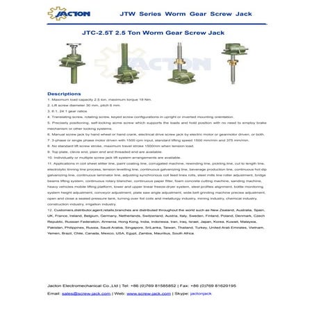 Jtw 2.5 t worm screw jack, acme ball screw jack, 2.5 ton acme screw ...
