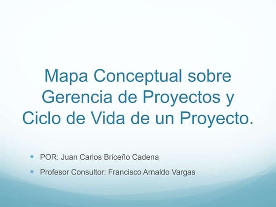 Mapa conceptual sobre gerencia de proyectos y ciclo de vida de un proyecto | PPT