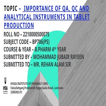 Important of qa qc and analytical instruments | PPTX