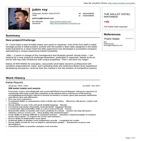 Jubin roy visual cv resume | PDF