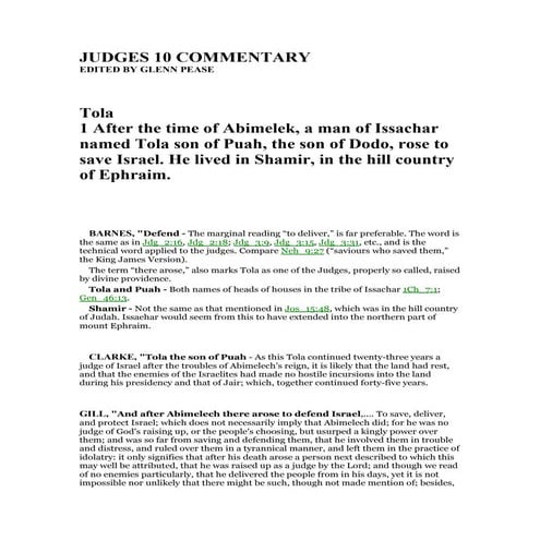 Judges 10 commentary | PDF