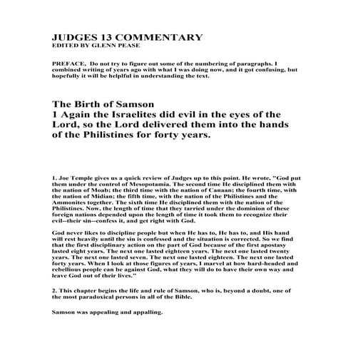 Judges 13 commentary | PDF