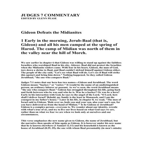 Judges 7 commentary | PDF