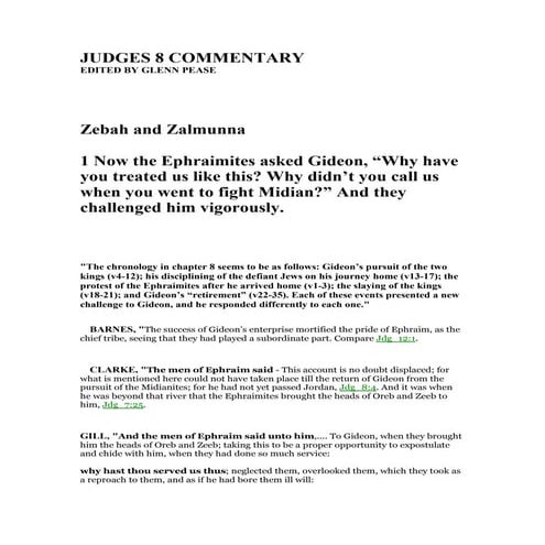 Judges 8 commentary | PDF